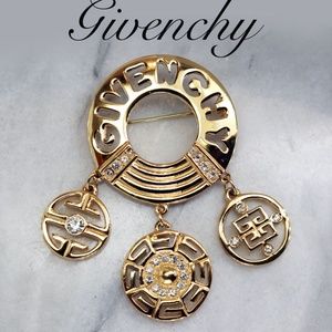 Givenchy | Jewelry | Vintage Givenchy Crystal Encrusted Logo Brooch ...